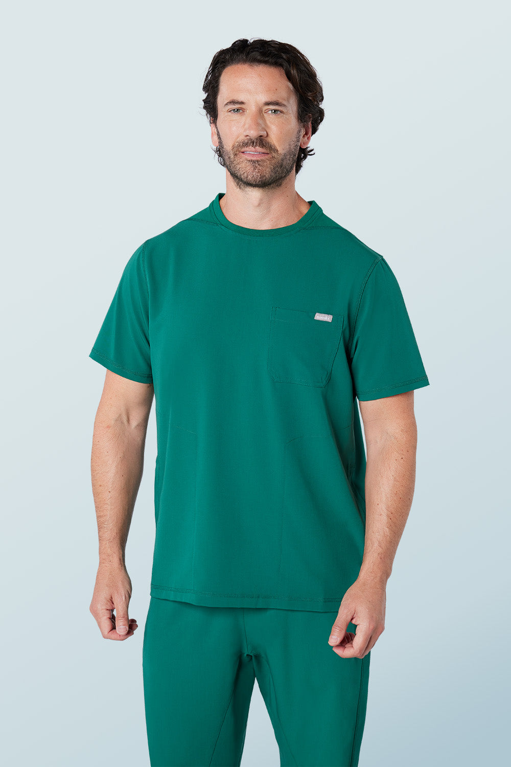 Miles Crew Neck Scrub Top Hunter Green – La Beeby