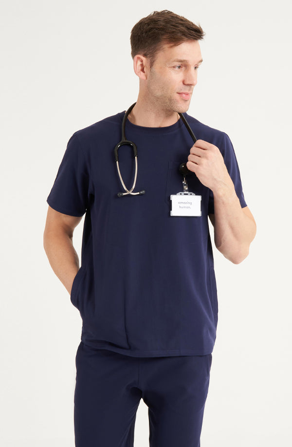 Miles Crew Neck Scrub Top Navy – La Beeby